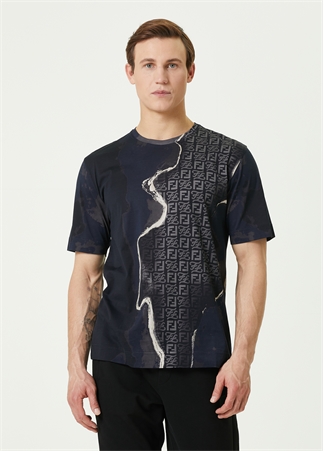 Fendi Erkek Lacivert Logo Desenli T-shirt Siyah S Eu Fendi Erkek Lacivert Logo Desenli T-shirt Siyah S Eu