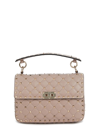 Valentino Garavani Kadın Rockstud Nude Deri Omuz Çantası Pembe EU Valentino Garavani Kadın Rockstud Nude Deri Omuz Çantası Pembe EU