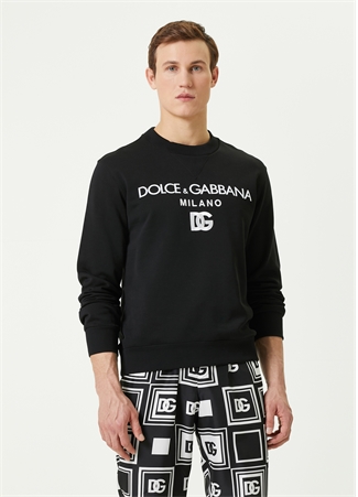 Dolce&Gabbana Erkek Siyah Logolu Sweatshirt 44 IT Dolce&Gabbana Erkek Siyah Logolu Sweatshirt 44 IT
