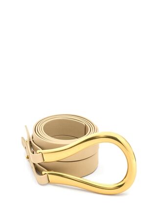 Bottega Veneta Kadın Bej Geometrik Tokalı Deri Kemer S EU