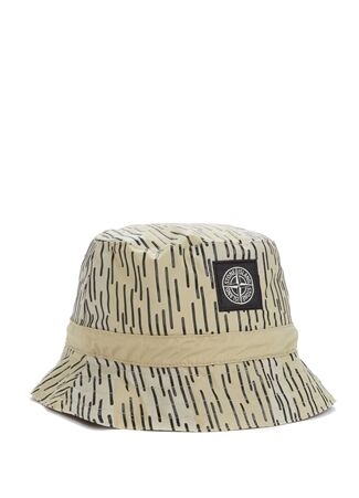 Stone Island Erkek Siyah Yeşil Çizgili Bucket Şapka L EU