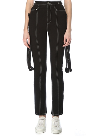 Lol Kadın Patti Siyah Askı Detaylı Jean Pantolon 36 EU