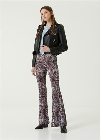 Black Coral Kadın Siyah Desenli Bol Paça Pantolon EU