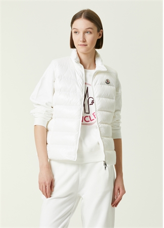Moncler Kadın Ghany Beyaz Dik Yaka Puff Yelek US Moncler Kadın Ghany Beyaz Dik Yaka Puff Yelek US