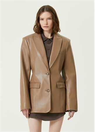 The Mannei Kadın Kerak Vizon Deri Blazer Bej 36 FR