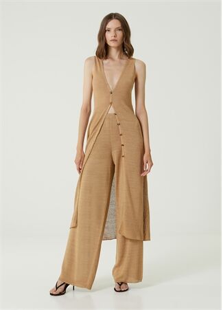 Cult Gaia Kadın Camel Bol Paça Keten Pantolon Bej S EU Cult Gaia Kadın Camel Bol Paça Keten Pantolon Bej S EU