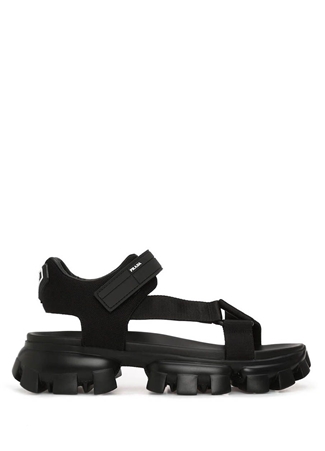 Prada Erkek Siyah Logo Bantlı Sandalet 7 UK