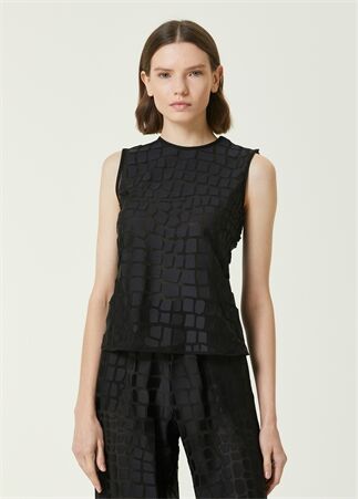 Coperni Kadın Siyah Desenli Kolsuz Bluz 36 IT