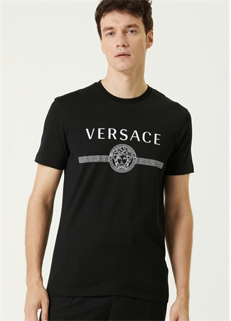 Versace Erkek Siyah Kontrast Logo Baskılı T-shirt S EU Versace Erkek Siyah Kontrast Logo Baskılı T-shirt S EU