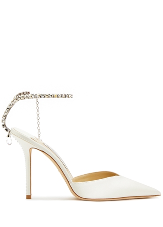Jimmy Choo Kadın Saeda Ekru Saten Gece Ayakkabısı Beyaz 36 EU Jimmy Choo Kadın Saeda Ekru Saten Gece Ayakkabısı Beyaz 36 EU