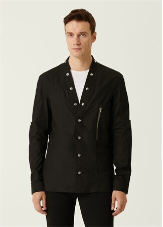 Rick Owens Erkek Siyah V Yaka Cepli Gömlek 48 IT