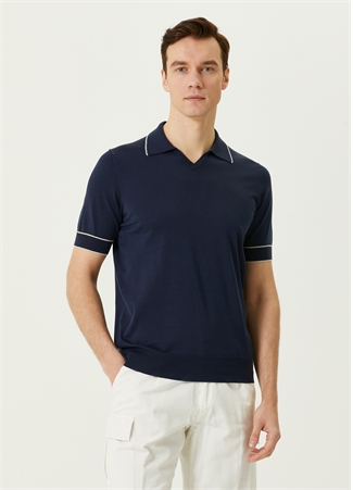 Brunello Cucinelli Erkek POLO YAKA Lacivert 52 IT Brunello Cucinelli Erkek POLO YAKA Lacivert 52 IT
