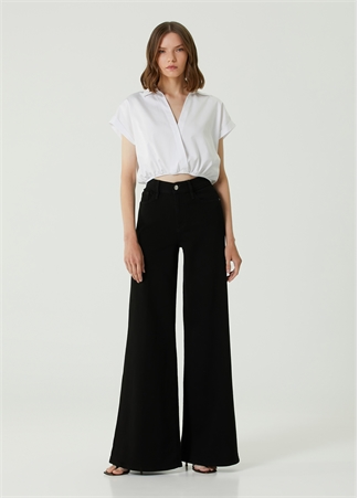 Frame Denim Kadın Le Palazzo Siyah Jean Pantolon 23 US