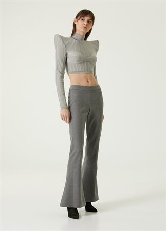 Balmain Kadın Bootcut Gri Yün Pantolon 36 FR Balmain Kadın Bootcut Gri Yün Pantolon 36 FR