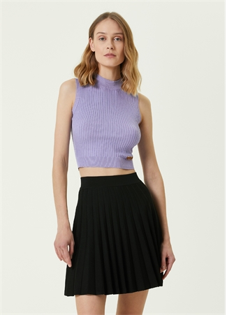 Versace Kadın Lila Dik Yaka Kolsuz İpek Triko Mor 38 IT