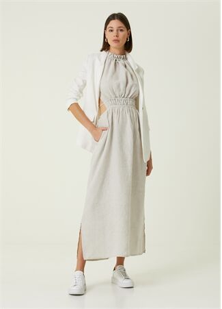 Dor Raw Luxury Kadın Within Her Own Forest Bej Maksi Keten Elbise S EU