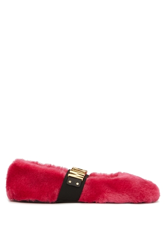 Moschino Kadın Şeftali Logo Bantlı Peluş Terlik Pembe 36 EU Moschino Kadın Şeftali Logo Bantlı Peluş Terlik Pembe 36 EU