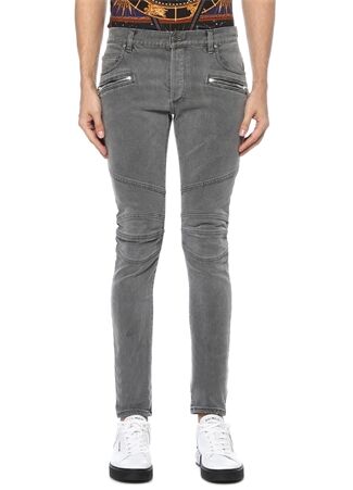 Balmain Erkek Gri Normal Bel Jean Pantolon 32 US