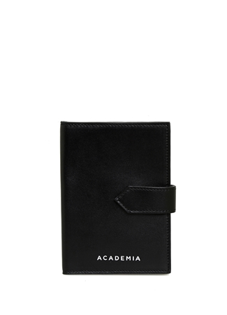 Academia Kadın Laminated Siyah Logolu Deri Pasaportluk EU