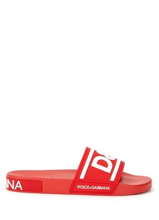 Dolce&Gabbana Erkek Kırmızı Logolu Terlik 40 EU