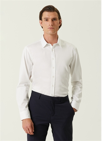 Network Erkek Slim Fit Beyaz Balenli İngiliz Yaka Gömlek 4 EU Network Erkek Slim Fit Beyaz Balenli İngiliz Yaka Gömlek 4 EU