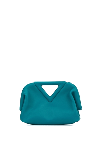 Bottega Veneta Kadın Small Point Mavi Deri Omuz Çantası EU Bottega Veneta Kadın Small Point Mavi Deri Omuz Çantası EU