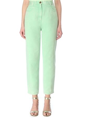 Balmain Kadın Yeşil Yüksek Bel Jean Pantolon 36 FR