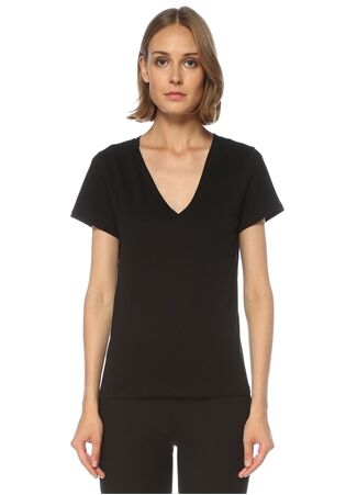 Vince Kadın Siyah V Yaka T-shirt XS EU