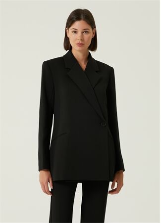 Camilla and Marc Kadın Siyah Kelebek Yaka Kruvaze Ceket 0 US