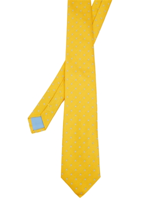 Tino Cosma Erkek Sarı Puantiye Desenli İpek Kravat EU Tino Cosma Erkek Sarı Puantiye Desenli İpek Kravat EU
