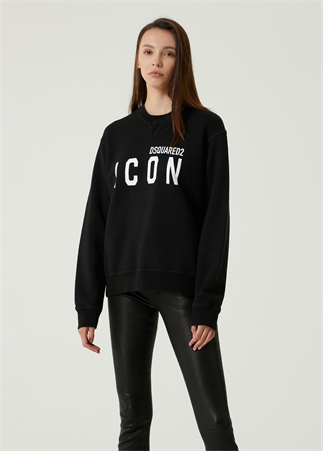 Dsquared2 Kadın Icon Siyah logo Baskılı Sweatshirt XS EU Dsquared2 Kadın Icon Siyah logo Baskılı Sweatshirt XS EU