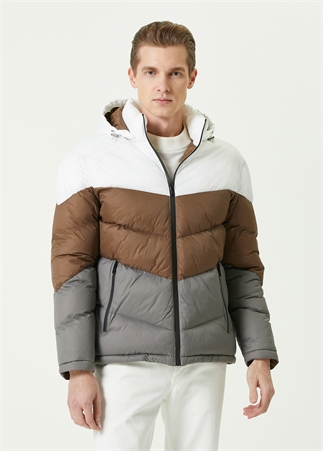 Beymen Club Erkek Colorblocked Kapüşonlu Puff Mont Bej S