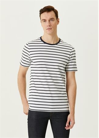 Boss Erkek Beyaz Çizgi Desenli T-shirt S EU