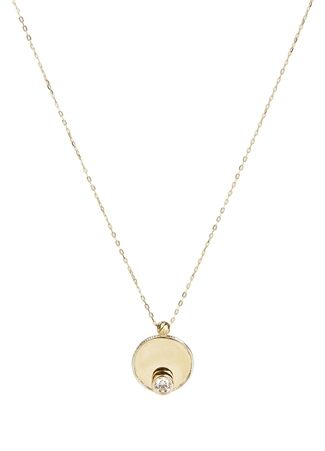 Collection-Alper Tunçoku Kadın Taşlı Halka Detaylı Altın Rengi Kolye EU