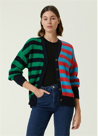 Staud Kadın V Yaka Çizgili Bloklu Hırka S EU