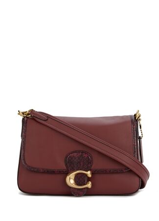 Coach Kadın Bordo Logolu Deri Omuz Çantası EU