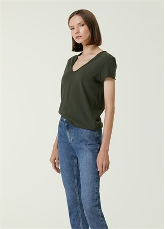 Zadig&Voltaire Kadın Story Fishnet Skull Haki V Yaka T-shirt XS EU Zadig&Voltaire Kadın Story Fishnet Skull Haki V Yaka T-shirt XS EU