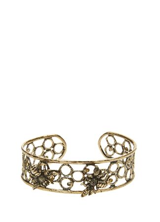 Alcozer & J Kadın Gold Petek İşlemeli Bileklik Altın Rengi EU