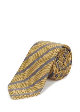 Pal Zileri Erkek Sarı Verev Çizgili İpek Kravat EU Pal Zileri Erkek Sarı Verev Çizgili İpek Kravat EU
