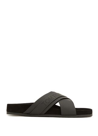 Tom Ford Erkek Siyah Çapraz Bantlı Deri Terlik 0 UK Tom Ford Erkek Siyah Çapraz Bantlı Deri Terlik 0 UK