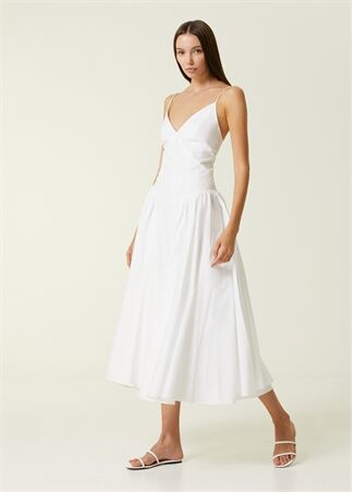 Tove Studio Kadın Ekru V Yaka Organik Pamuklu Midi Elbise Bej 36 FR Tove Studio Kadın Ekru V Yaka Organik Pamuklu Midi Elbise Bej 36 FR