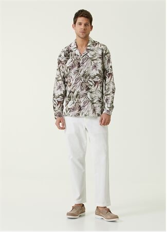 Canali Erkek Gri Kamp Yaka Çiçek Desenli Gömlek 39 IT