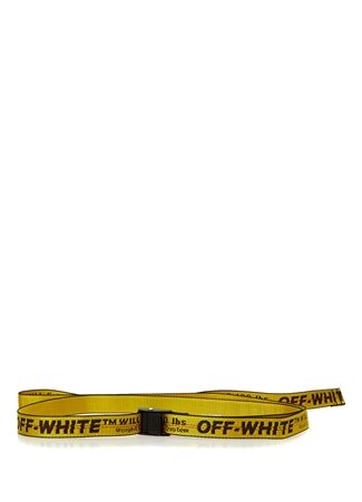 Off-White Kadın Sarı Siyah Logo Jakarlı Kemer EU