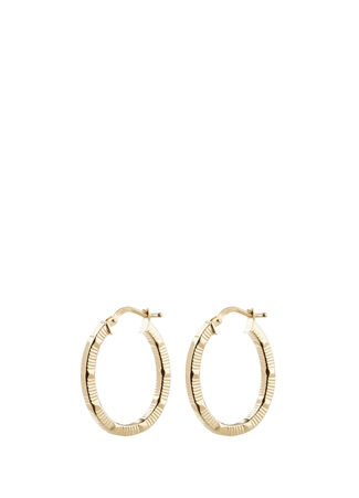 Collection Kadın Lazer Kesim Desenli Halka Formlu Altın Rengi Küpe EU