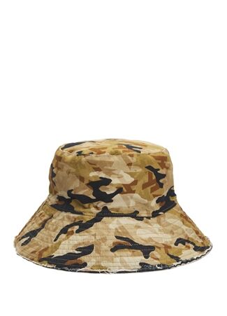 Academia Kadın Karamel Kamuflaj Desenli Şapka Kahverengi Eu
