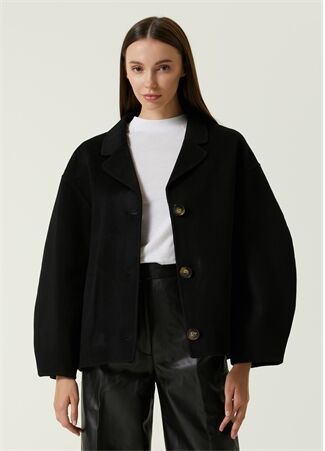 Loulou Studio Kadın Moho Siyah Balon Kol Yün Ceket S EU