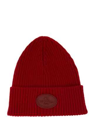 Etro Erkek Kırmızı Çizgi Dokulu Logolu Yün Bere Bordo EU Etro Erkek Kırmızı Çizgi Dokulu Logolu Yün Bere Bordo EU