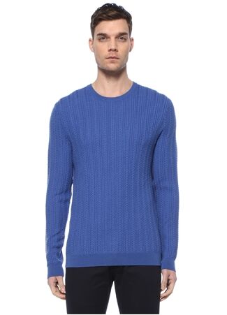 Palzileri Lab Erkek Mavi Örgü Dokulu Yün Kazak 50 IT