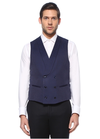 Cerimonia Erkek Lacivert V Yaka Kruvaze Yelek Mavi 46 IT