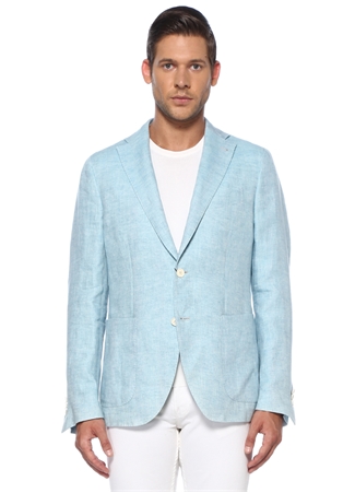 Pal Zileri Erkek Mavi Kelebek Yaka Keten Ceket 50 IT